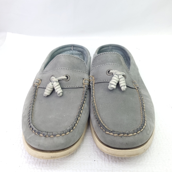 L.L. Bean | Shoes | Ll Bean Gray Leather Slip On Moccasin Loafers ...